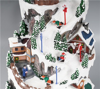 Mountain polyresin animated led lighted christmas village scene