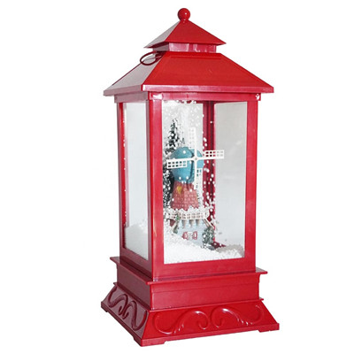 Red snowing led christmas musical lantern | christmas decoration wholesale